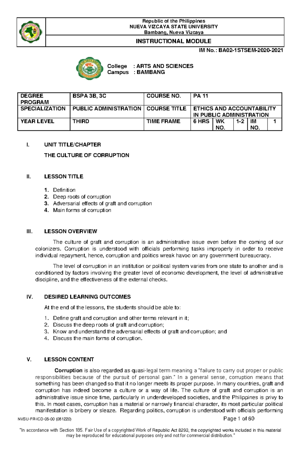 Ethics chapter 4and5 - Instructural Materials - NUEVA VIZCAYA STATE ...