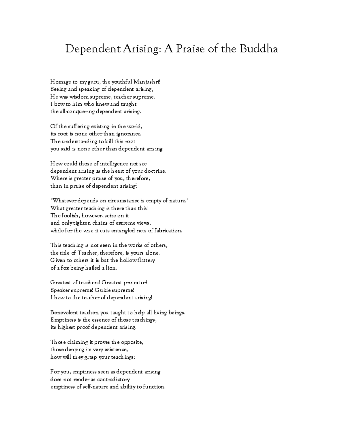 Dependent Arising: A Tribute to the Buddha's Teachings - Studocu