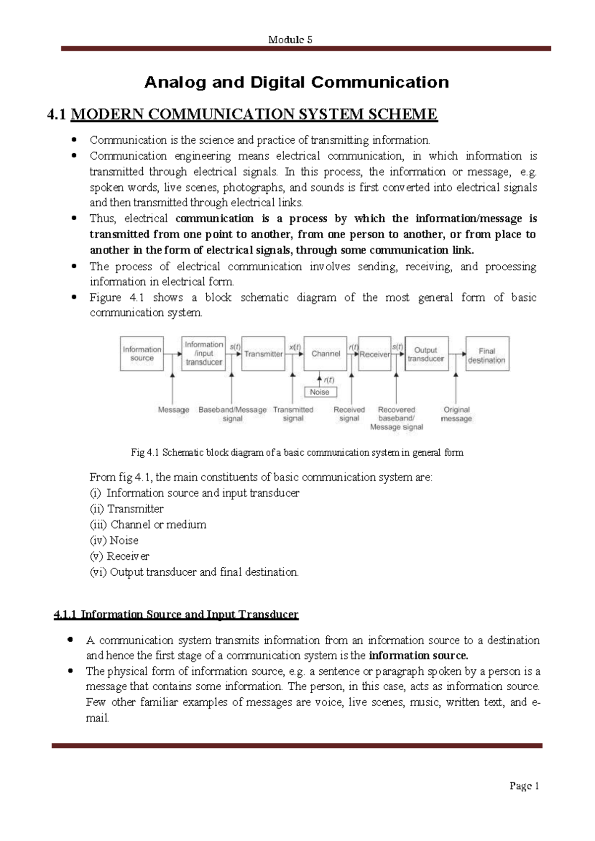 ECE Module 5: Notes on Analog & Digital Communication Systems - Studocu