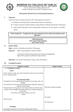Detailed - Lesson-PLAN Reference-LIST-IN-APA - DOMINICAN COLLEGE OF ...