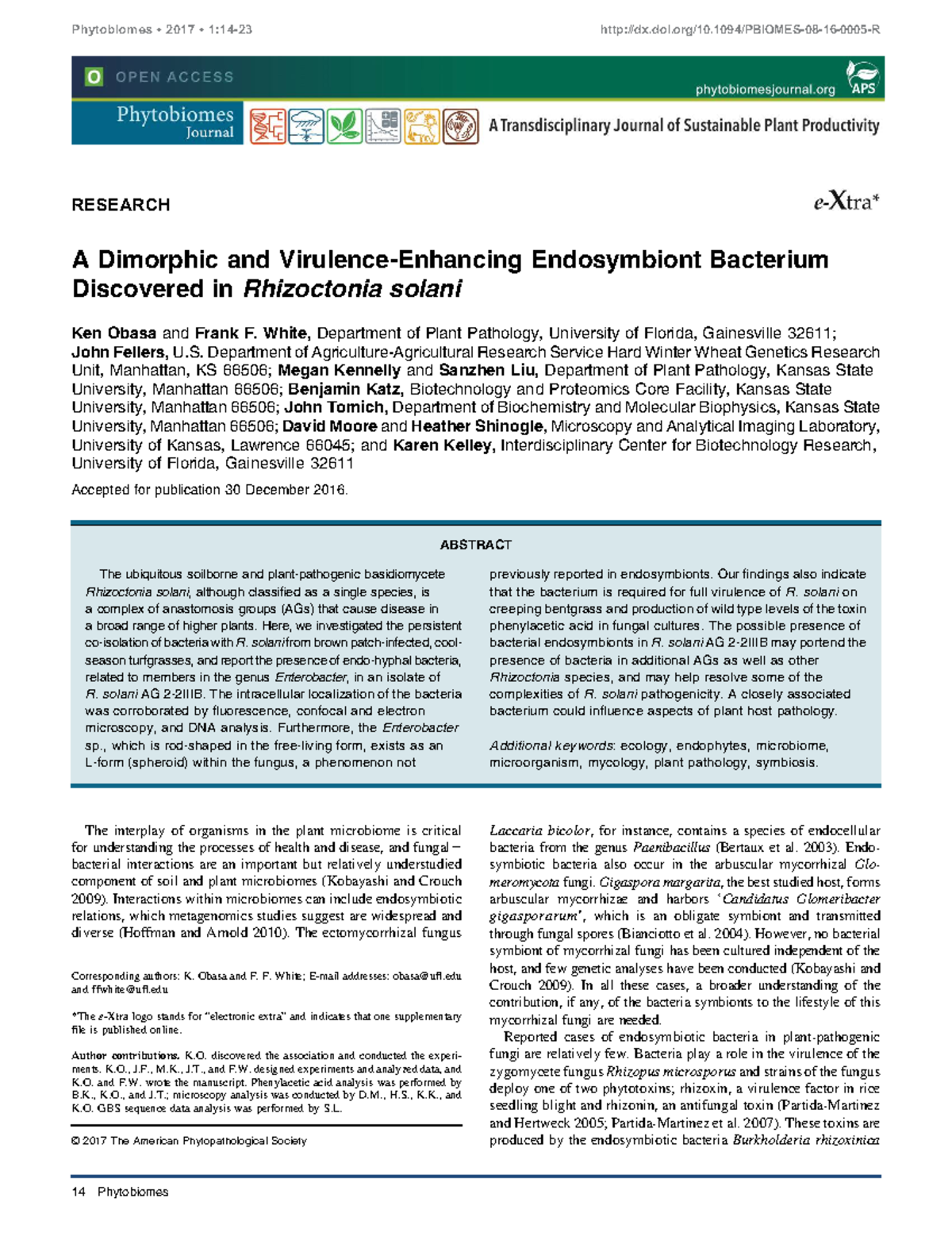 Phytobiomes 2017 RESEARCH: Dimorphic Endosymbiont Bacterium in ...