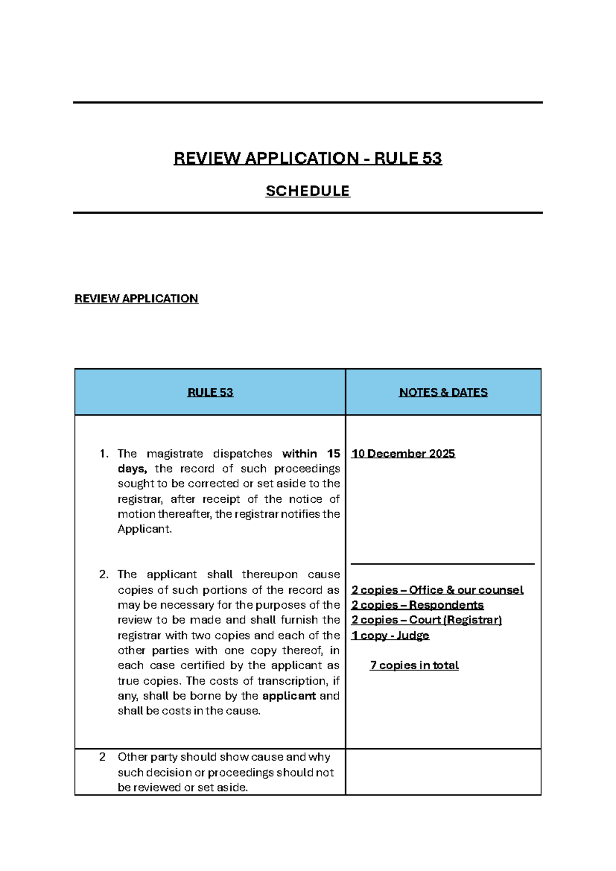 REVIEW APPLICATION RULE 53 NOTES - 2026 - Studocu