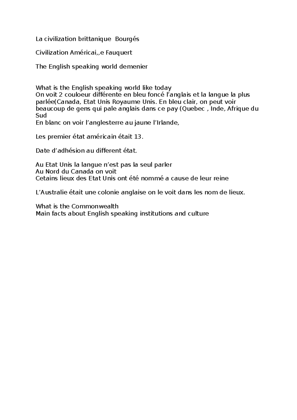 Cour 1 - Notes sur la civilisation britannique et le monde anglophone ...