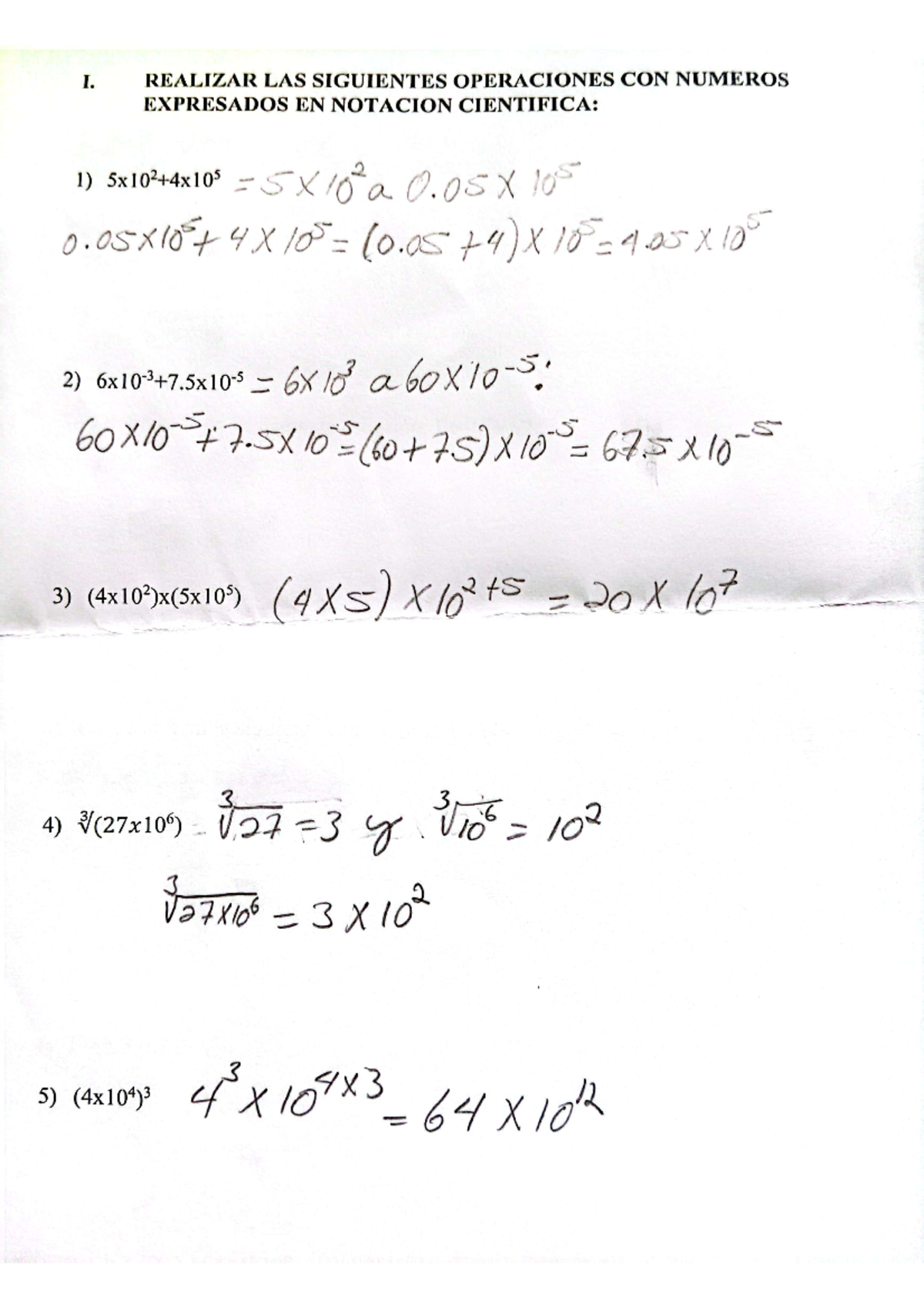 Operaciones con Números en Notación Científica - Ejercicios y Soluciones - Studocu