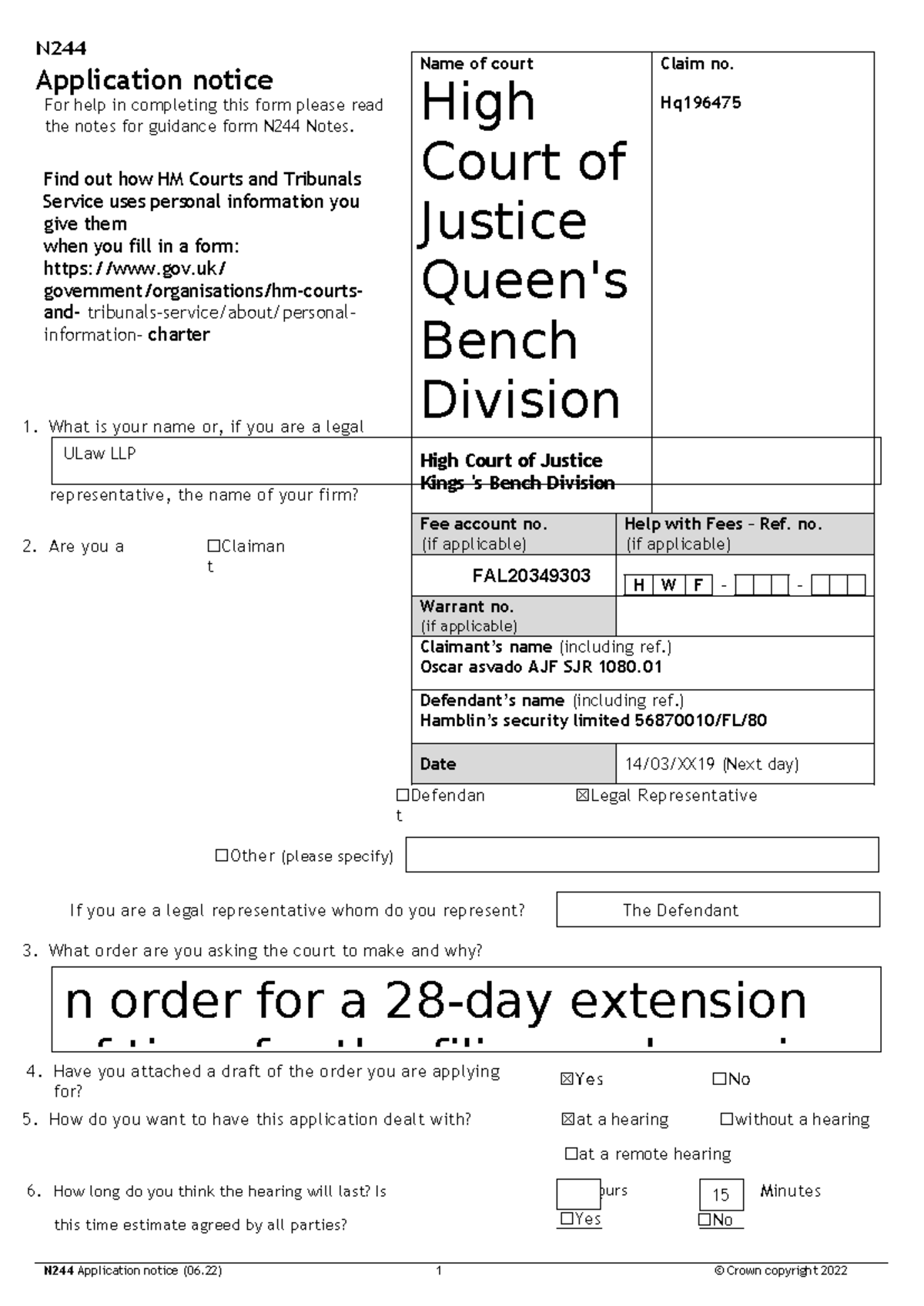 N244 Workshop 5 - Application Notice Form Guidance - Studocu