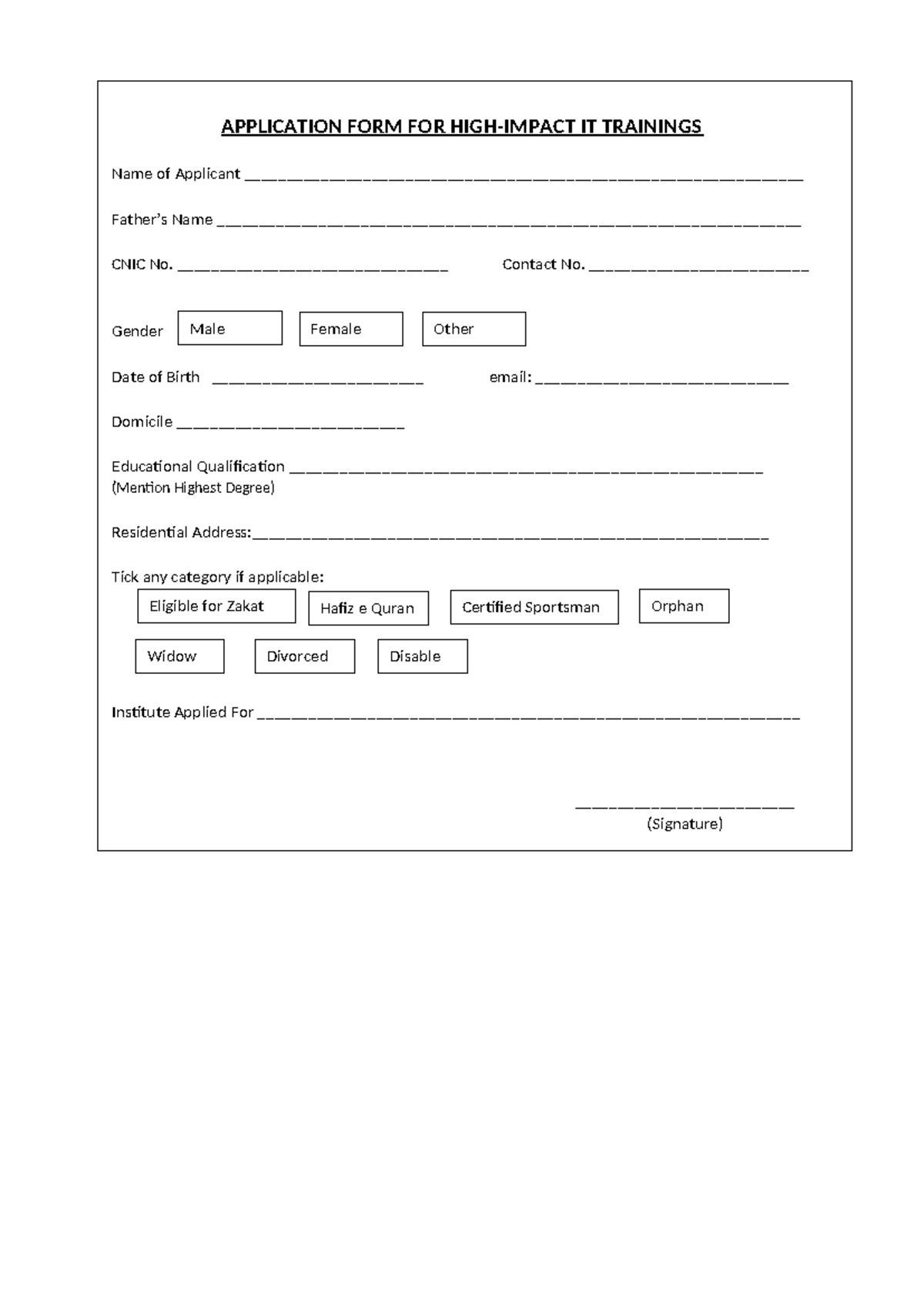 01June24 Applicationformforhighimpact - APPLICATION FORM FOR HIGH ...