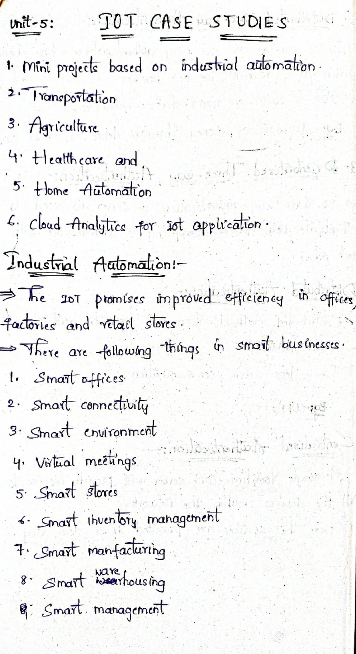 IOT Case Studies & Applications: Insights from Unit 5 - Studocu