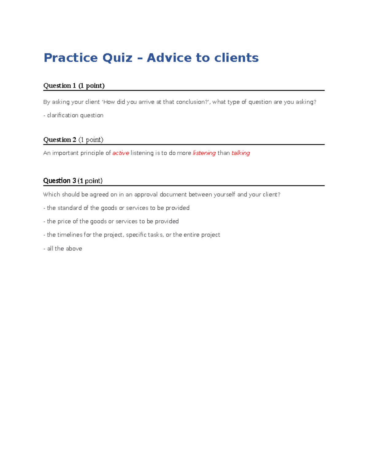 02 - Practice Quiz - Advice to clients - Practice Quiz – Advice to ...