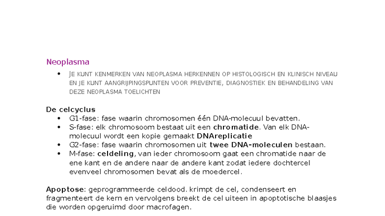 MGZ Q1: Herkenning en Behandeling van Neoplasma op Histo- en Klinisch ...