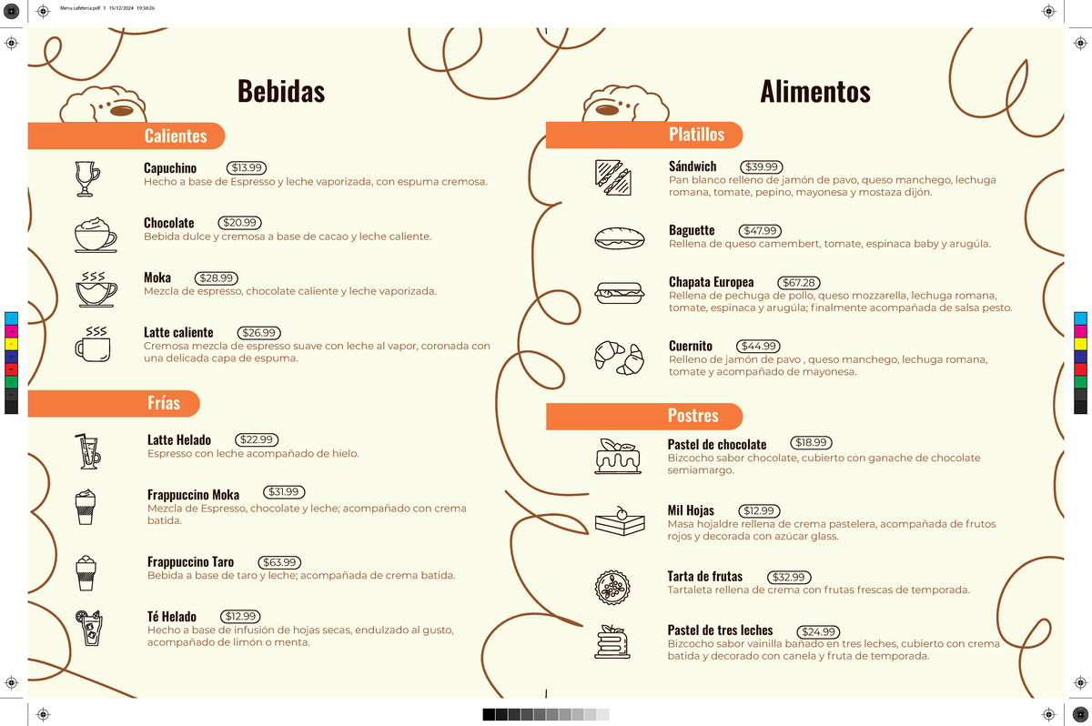 Menú Cafetería - Trabajo Final (Cafetería) - Studocu