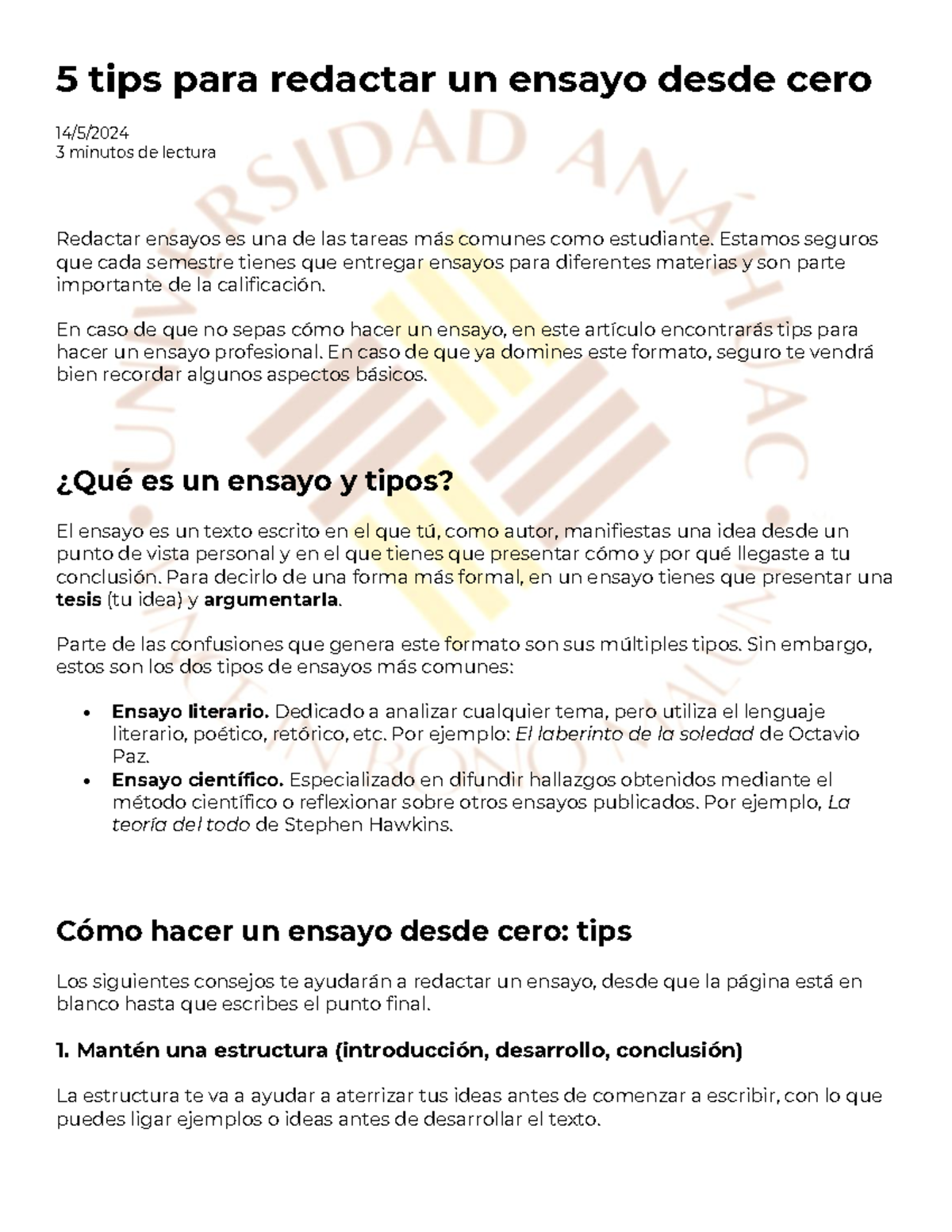 Cmo Hacer Un Ensayo Estructura Y Pasos Para Redactarlo