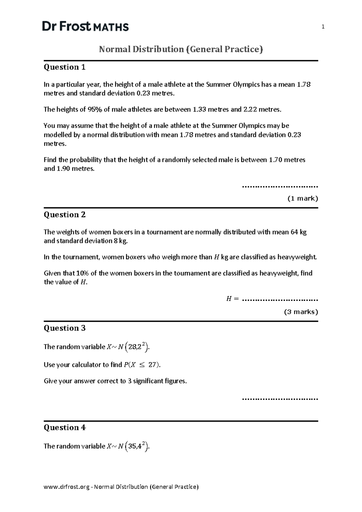 Normal Distribution (General Practice) Worksheet 27-03-26 - Studocu