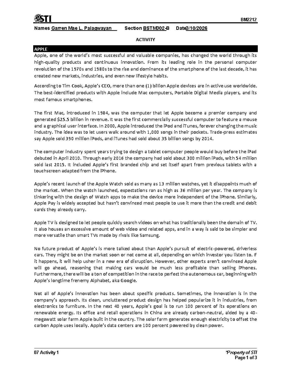 BM2212 BCG Matrix Analysis of Apple Products: Strategic Insights - Studocu