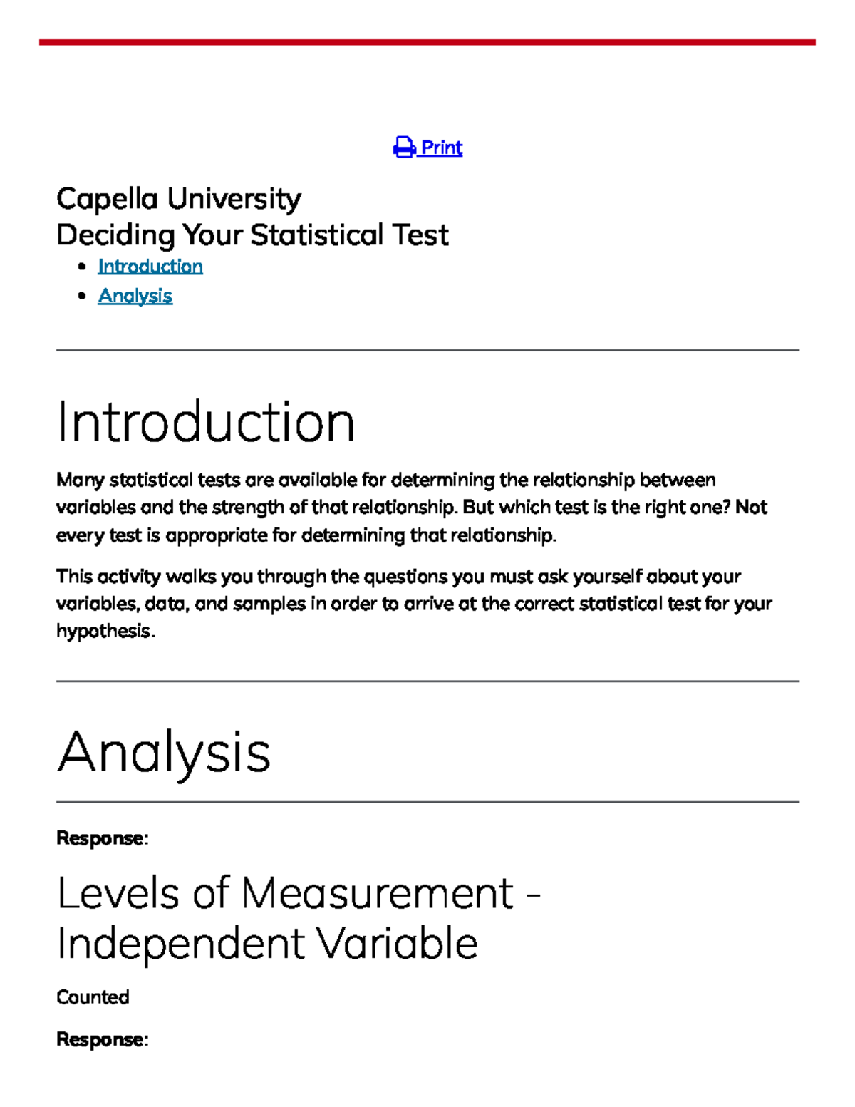 Deciding Your Statistical Test Transcript - Print Capella University ...