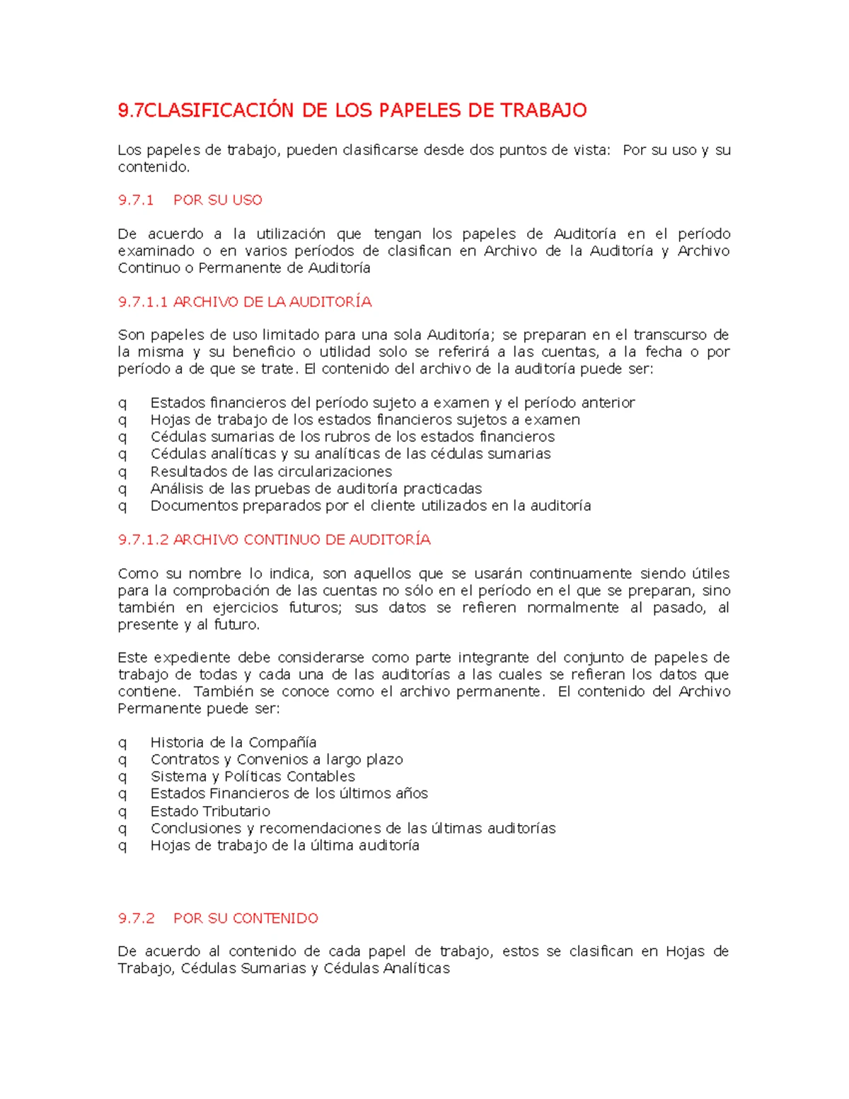 Clasificación de Papeles de Trabajo: Cédulas Sumarias y Analíticas ...