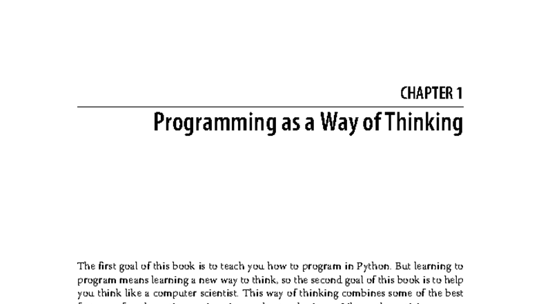 CHAPTER 1: Programming as a Way of Thinking in Python - Studocu