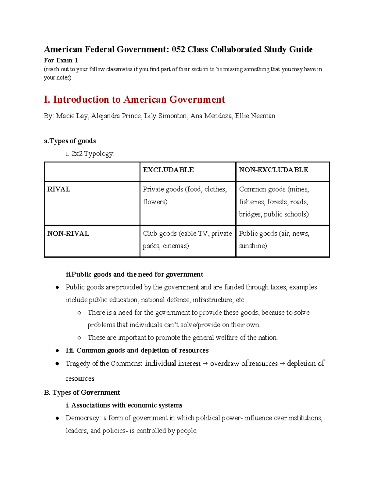 American Federal Government: 052 Study Guide for Exam 1 - Studocu