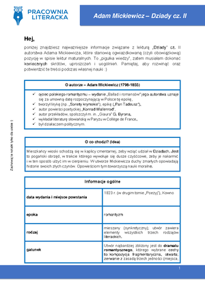 Dziady część III - Notatka z dziadów cz3 - Geneza i kompozycja „Dziadów ...