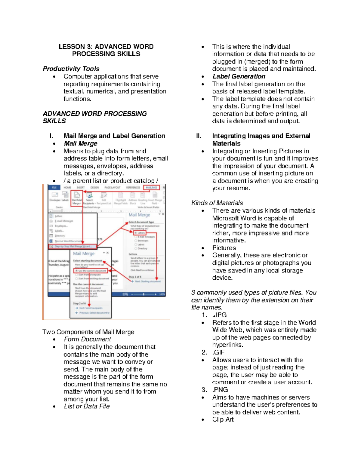 Emptech Module 3 - Advanced WORD Processing Skills: Lesson Overview - Studocu