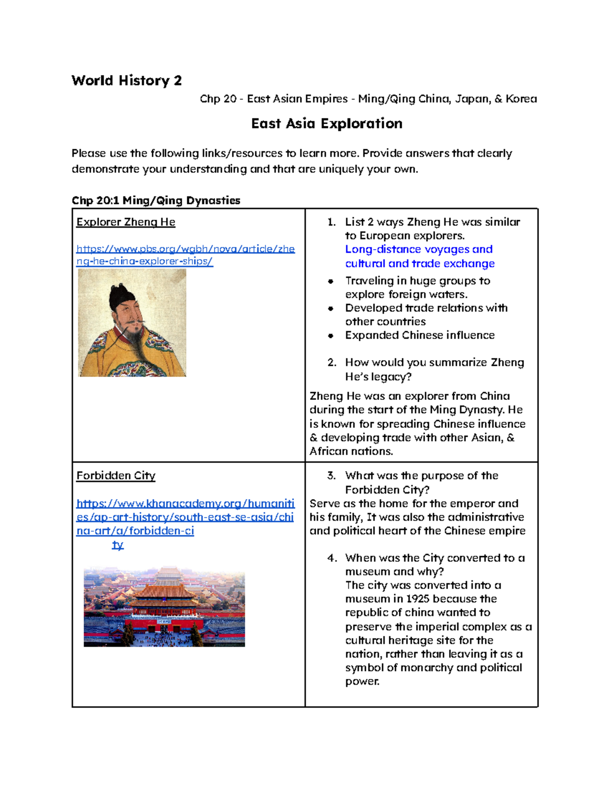 Copy of East Asia Web Quest - World History 2 Chp 20 - East Asian ...