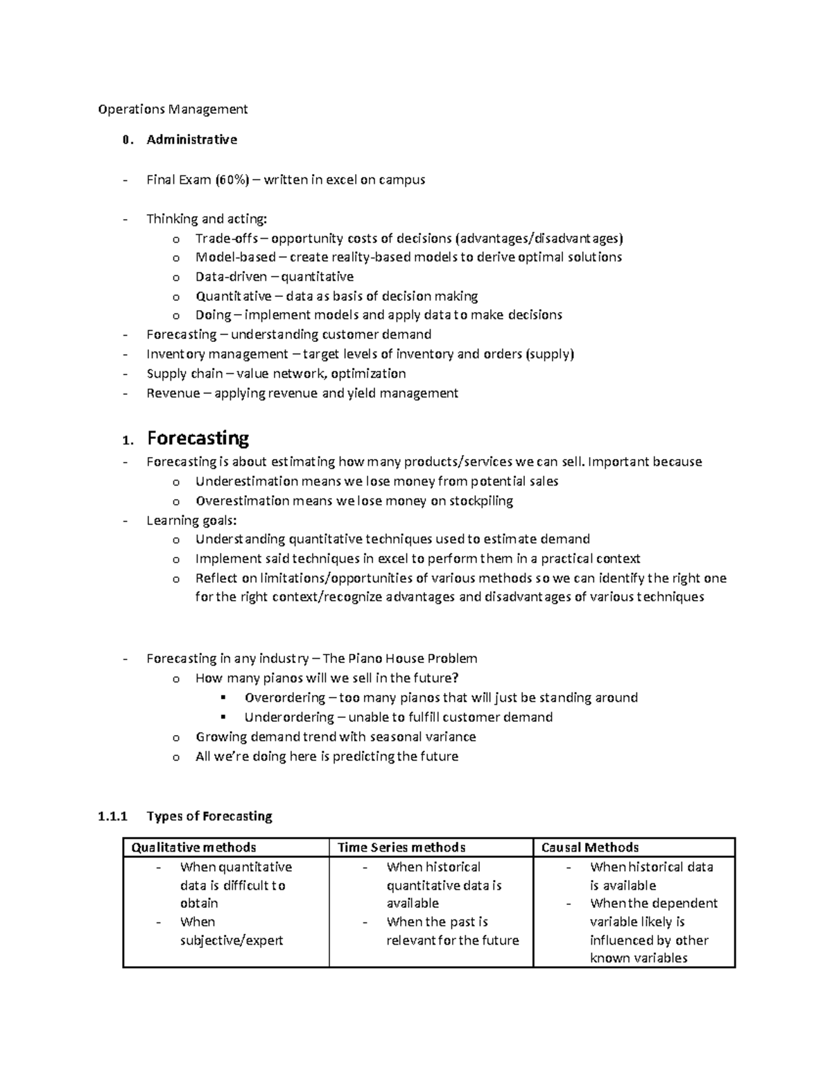 Operations Management (OM) Administrative Final Exam Summary - Studocu