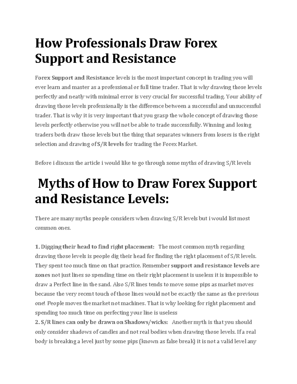 How to Professionally Draw Forex Support & Resistance Levels - Studocu