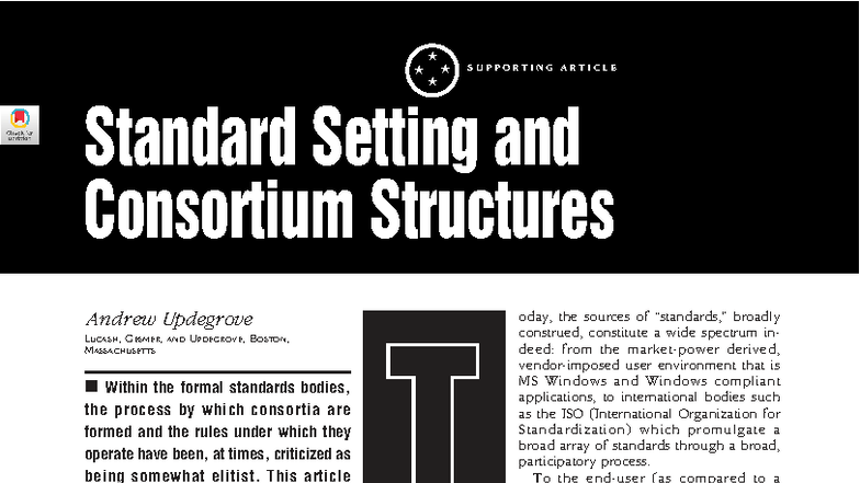 Consortium Structures and Standard Setting: An In-Depth Analysis - Studocu