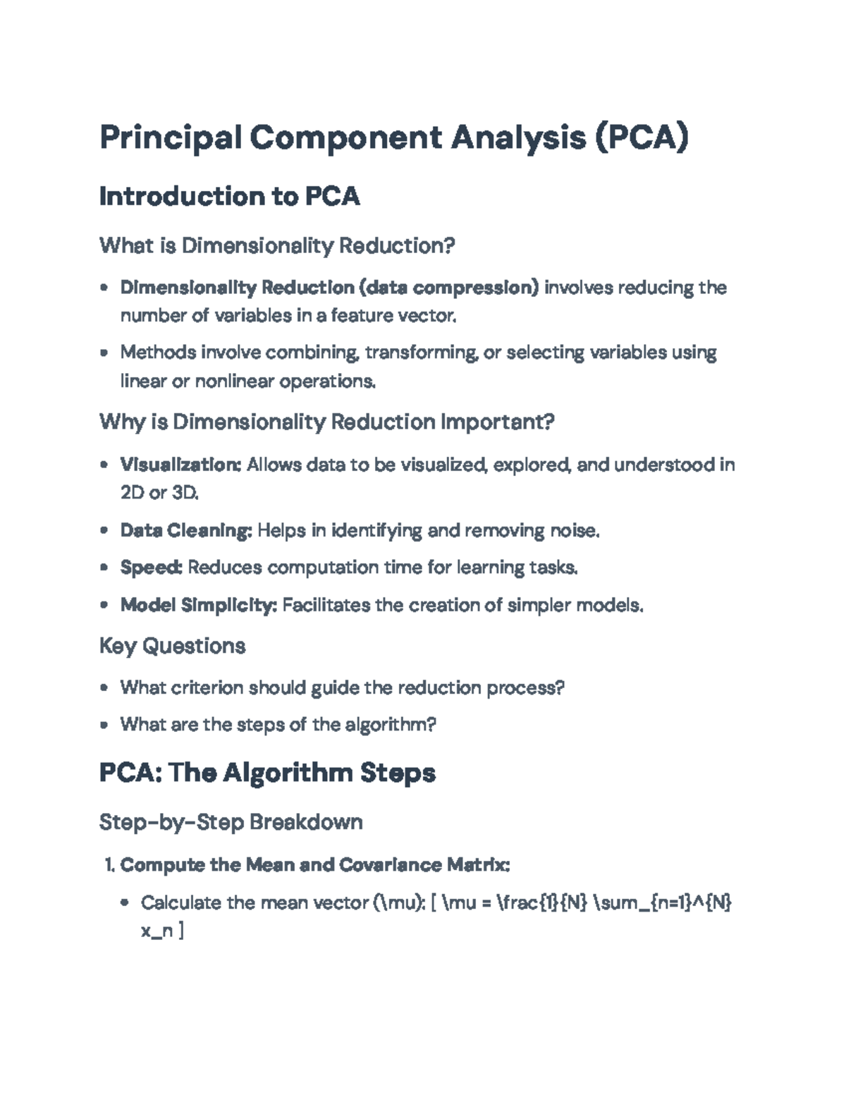PCA 101: Dimensionality Reduction & Feature Extraction Overview - Studocu