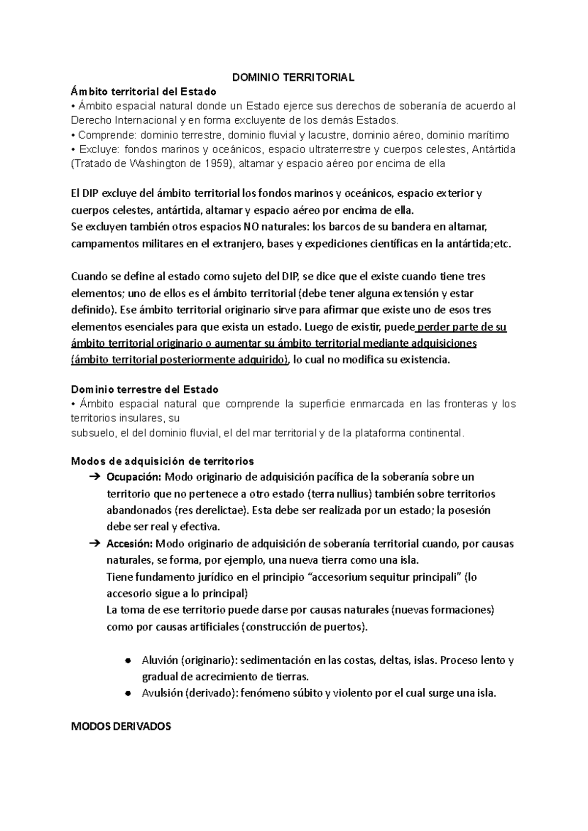 DIP Parcial - Apuntes sobre Dominio Territorial y Espacio Aéreo - Studocu