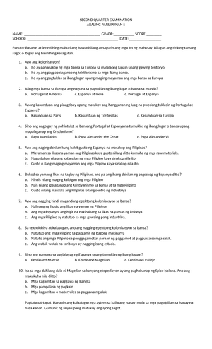 Ap w1 - ap worksheet - Learning Activity Sheet Quarter 4 - Araling Panlipunan 5 Pangalan: - Studocu