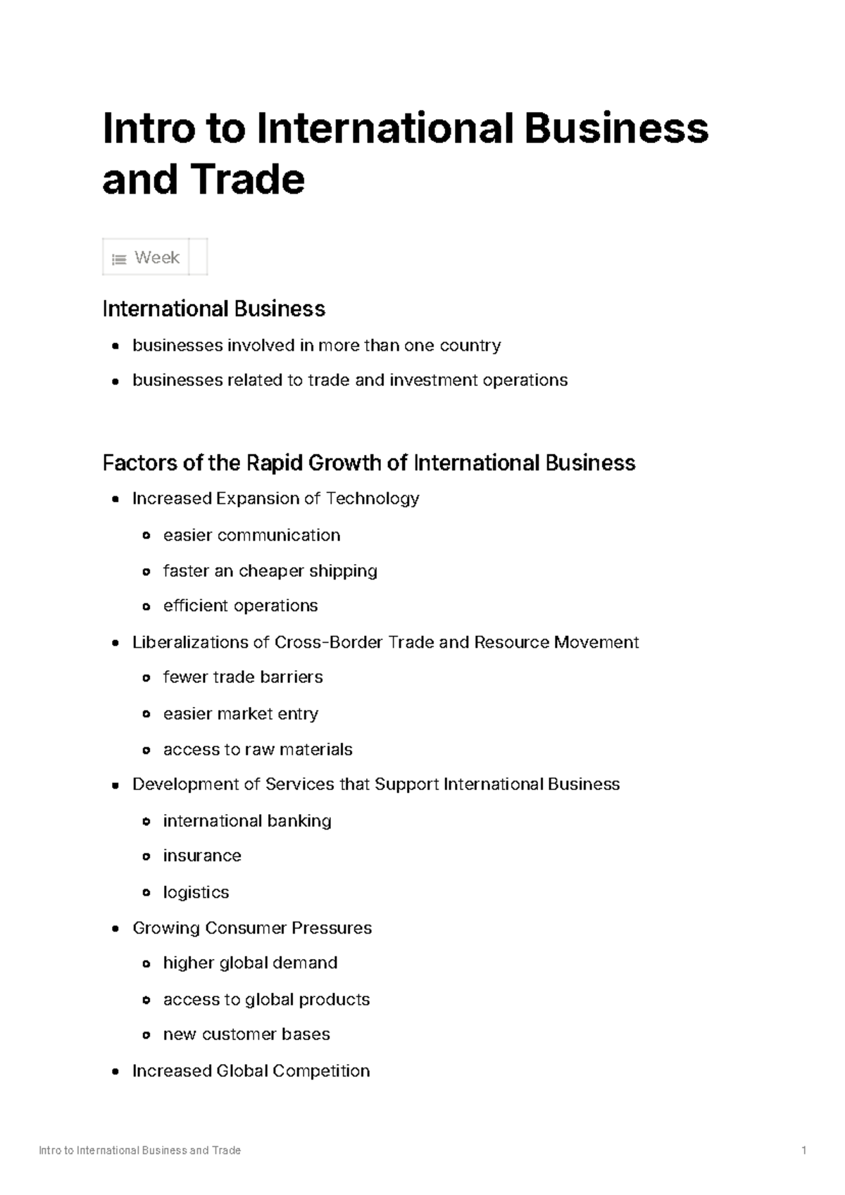 AE 116 International Business & Trade Notes: Key Concepts & Theories ...