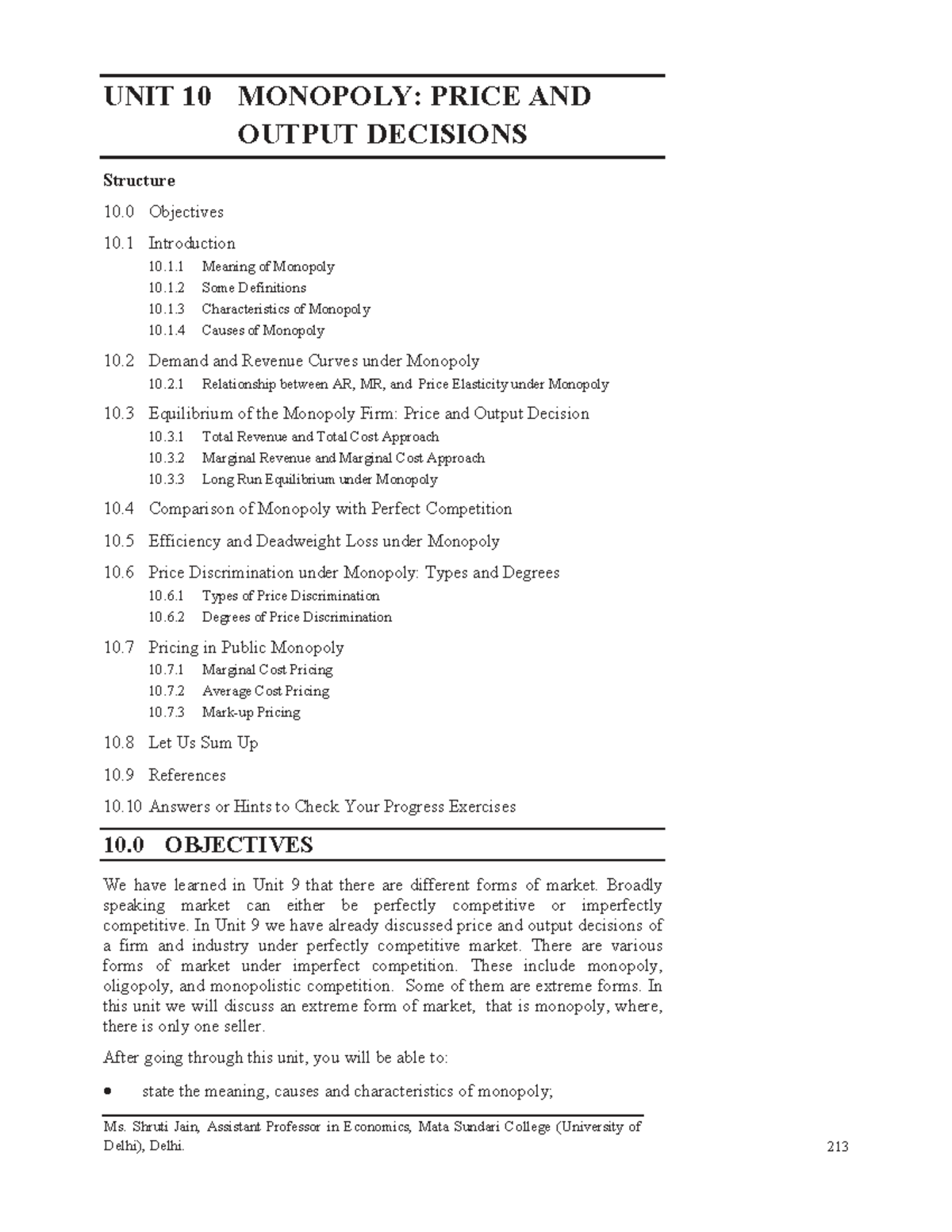 Unit 10: Monopoly - Price and Output Decisions in Business Economics ...