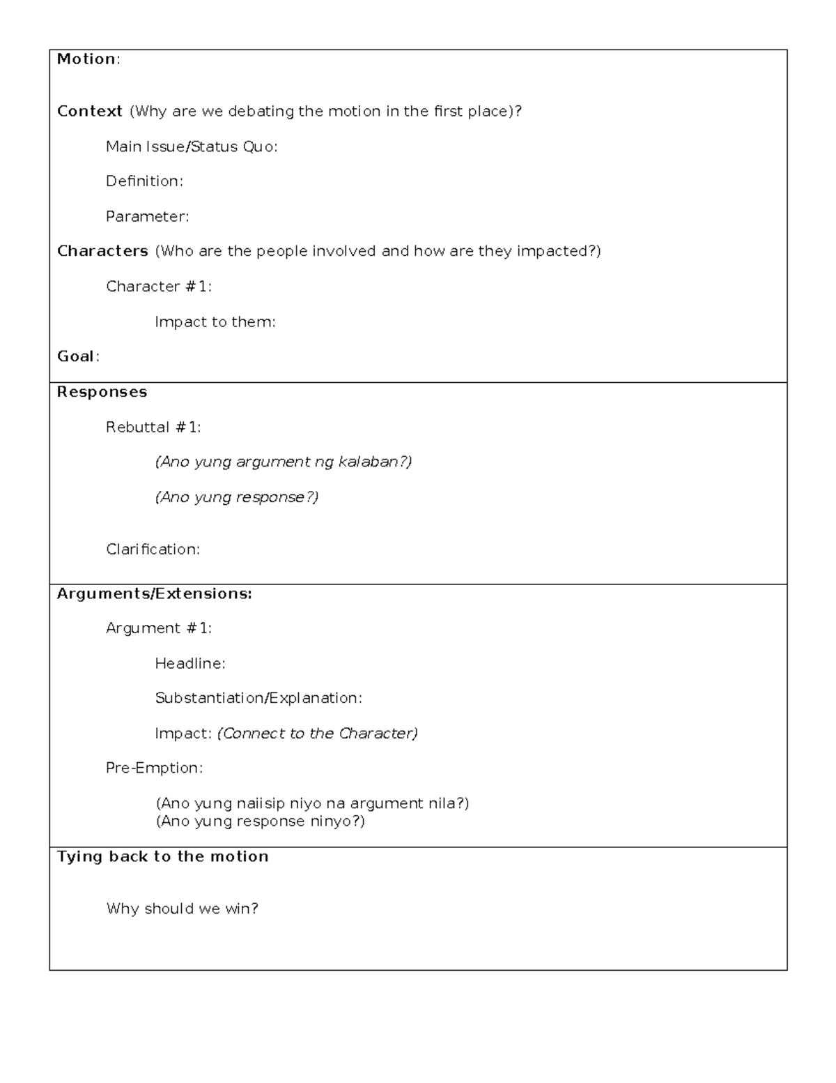 Debate- Structure - Motion: Context (Why are we debating the motion in ...