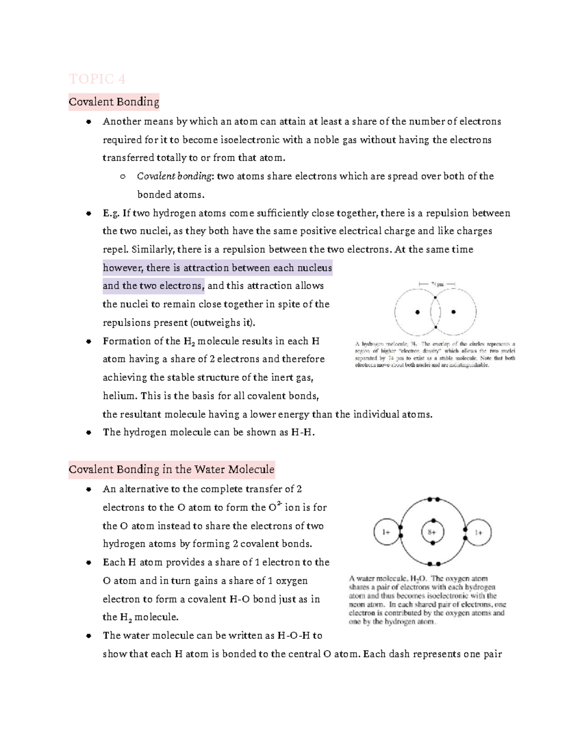 Covalent Bonding and Molecular Structures - Bridging Course Notes - Studocu