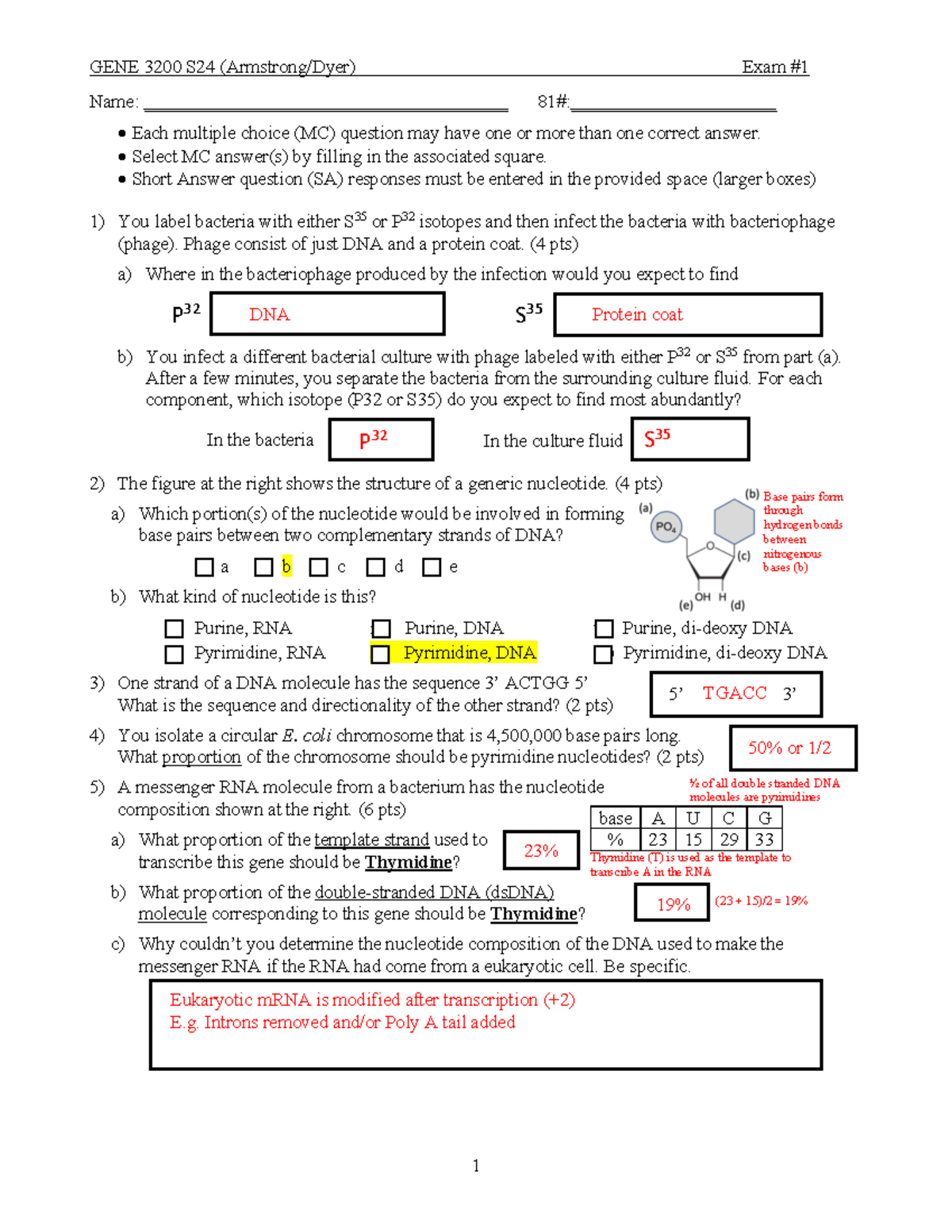 3200 Sp24 exam-1 (key) - old exam - Name: _______________________________________ - Studocu