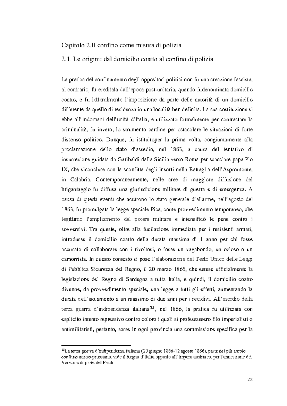 Capitolo 2: Il Confino di Polizia e le sue Origini - Tesi Triennale ...