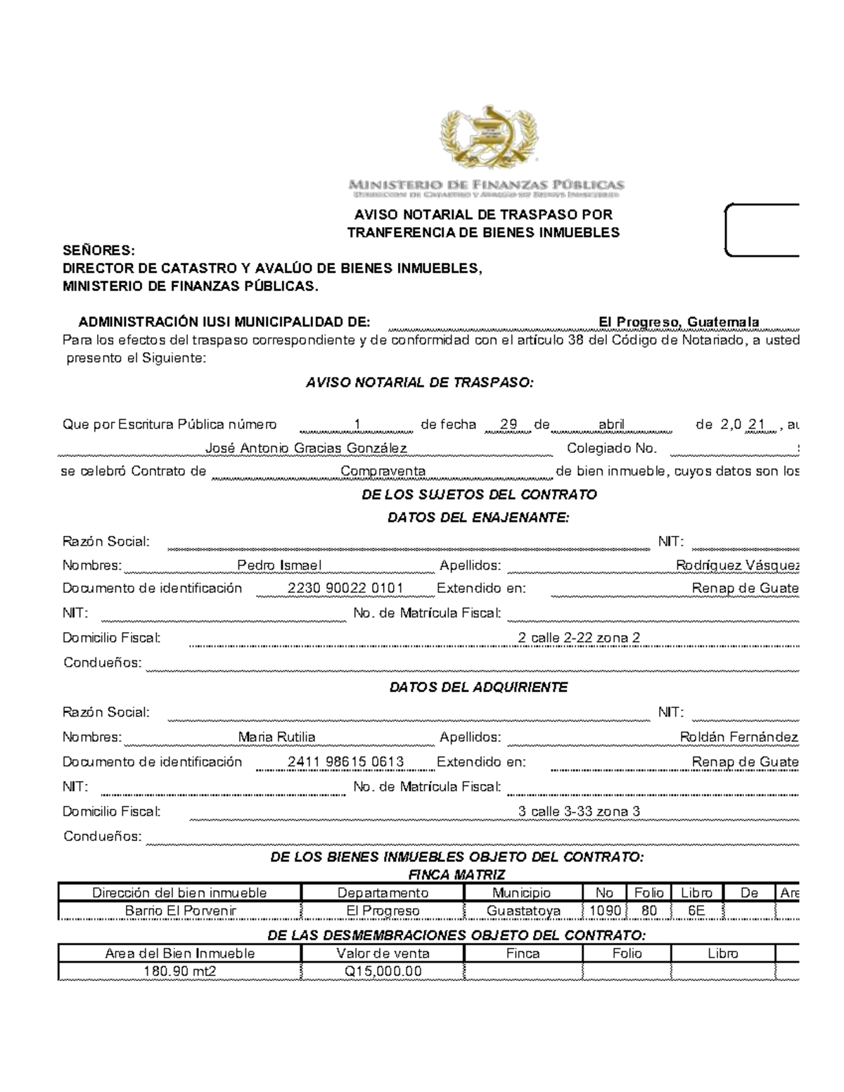 Contrato de Compraventa de Bien Inmueble - Formulario Dicabi-pdf - Studocu