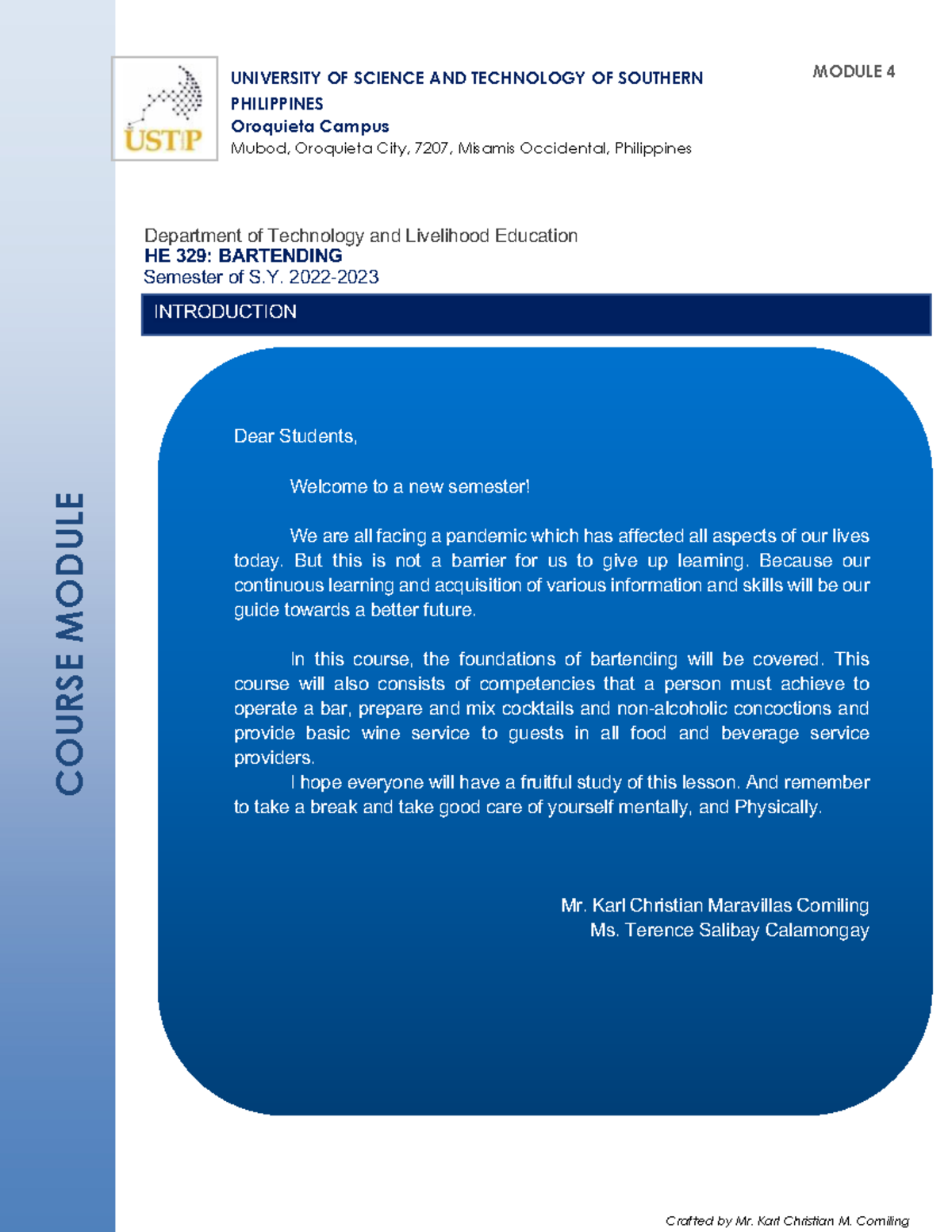 HE 329: Bartending - Bar Org Structure & Staff Duties Overview - Studocu