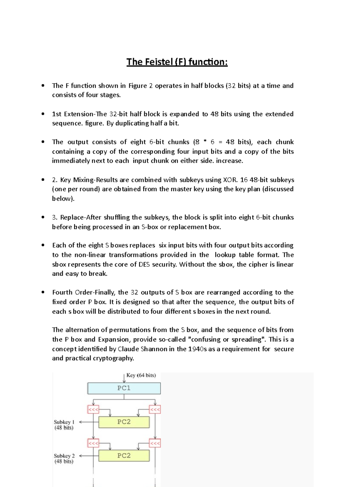 Understanding the Feistel F Function in DES Encryption Algorithm - Studocu