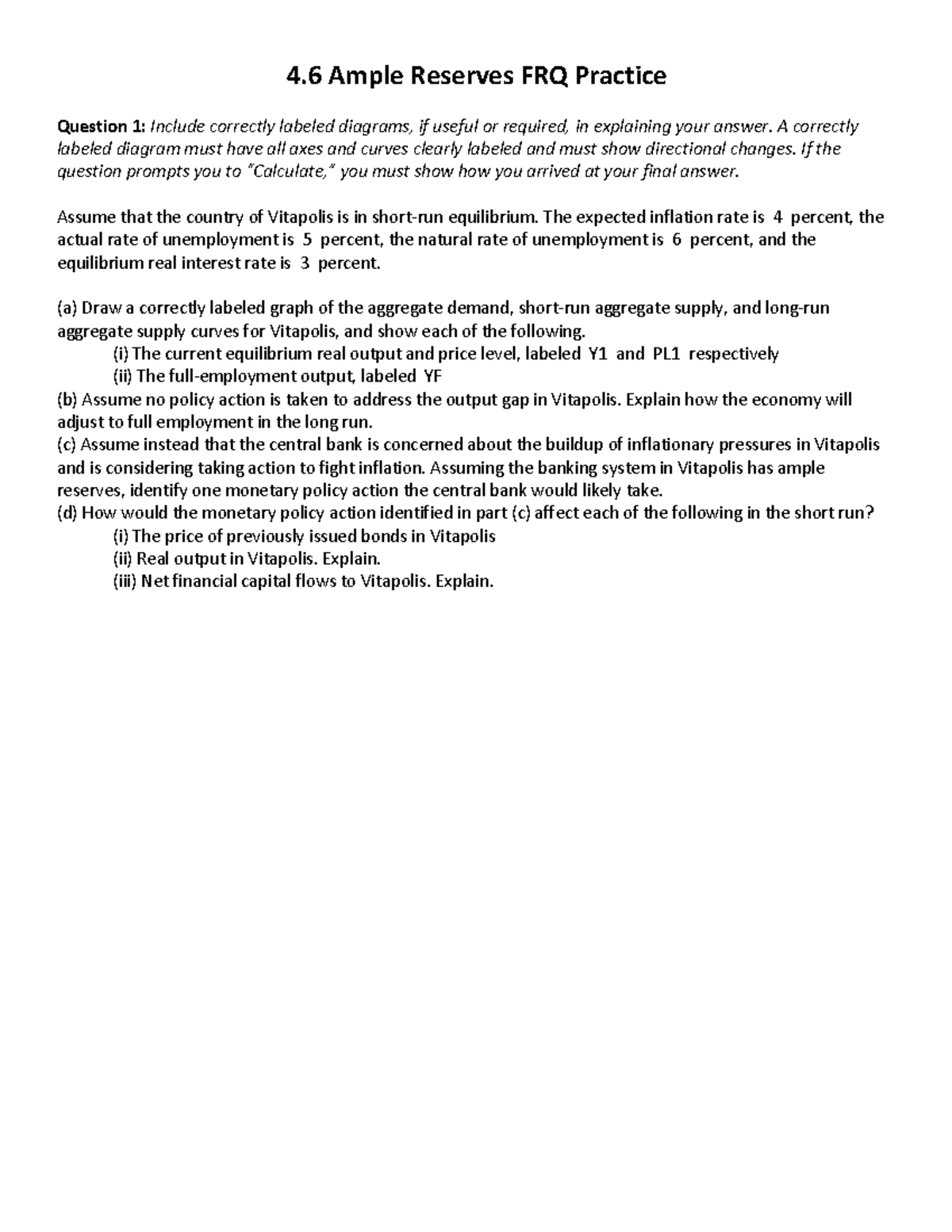 AP MACRO NOTES 1: Ample Reserves FRQ Practice & Diagrams - Studocu