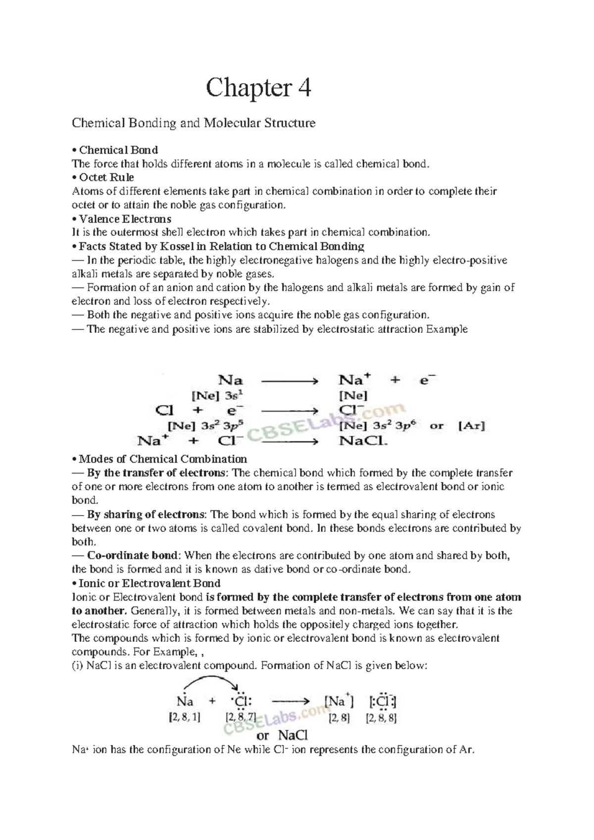 Chemical Bonding and Molecular Structure: Class 11 Notes (Chapter 4 ...