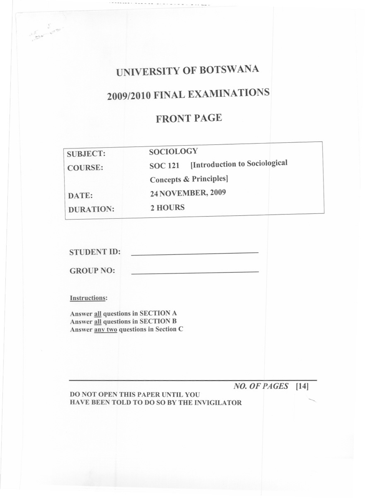 Soc 121 - 2009 - tutorial practice - for UNIVERSITY OF BOTSWANA FINAL ...