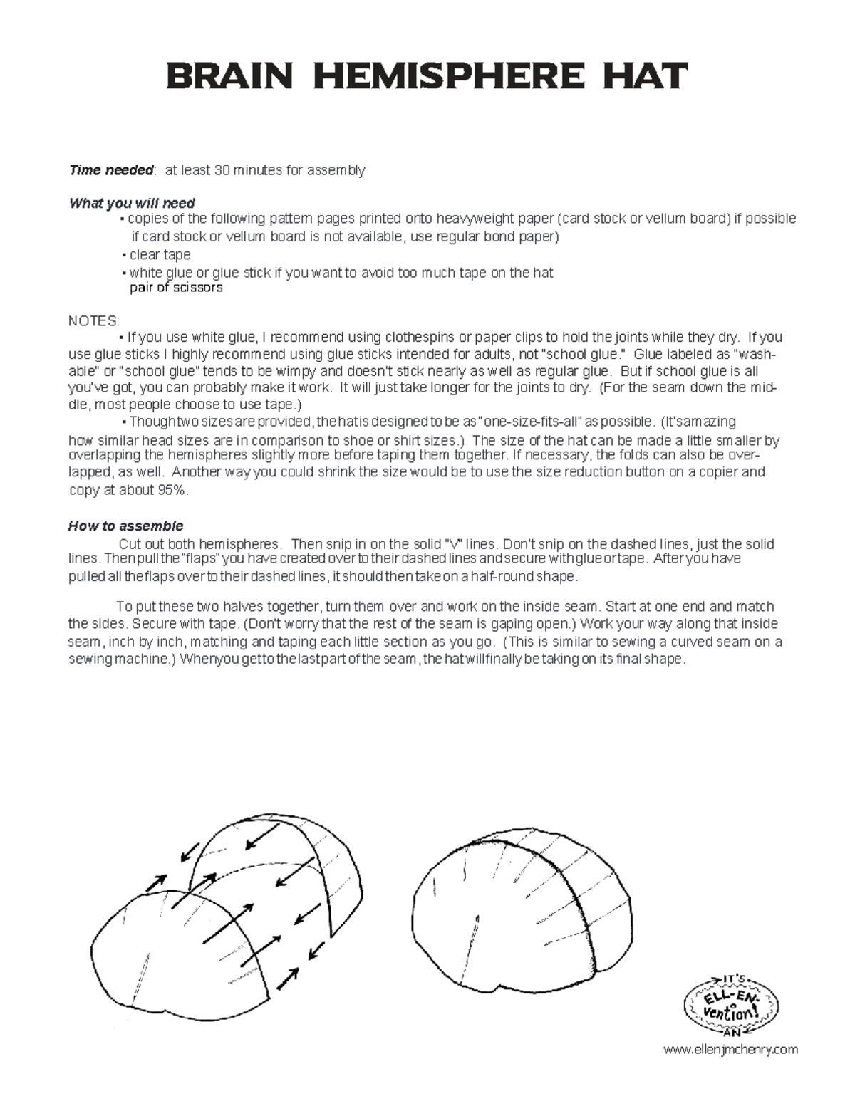 BRAIN HEMISPHERE HAT ASSEMBLY GUIDE - ACTIVITY NOTES - Studocu
