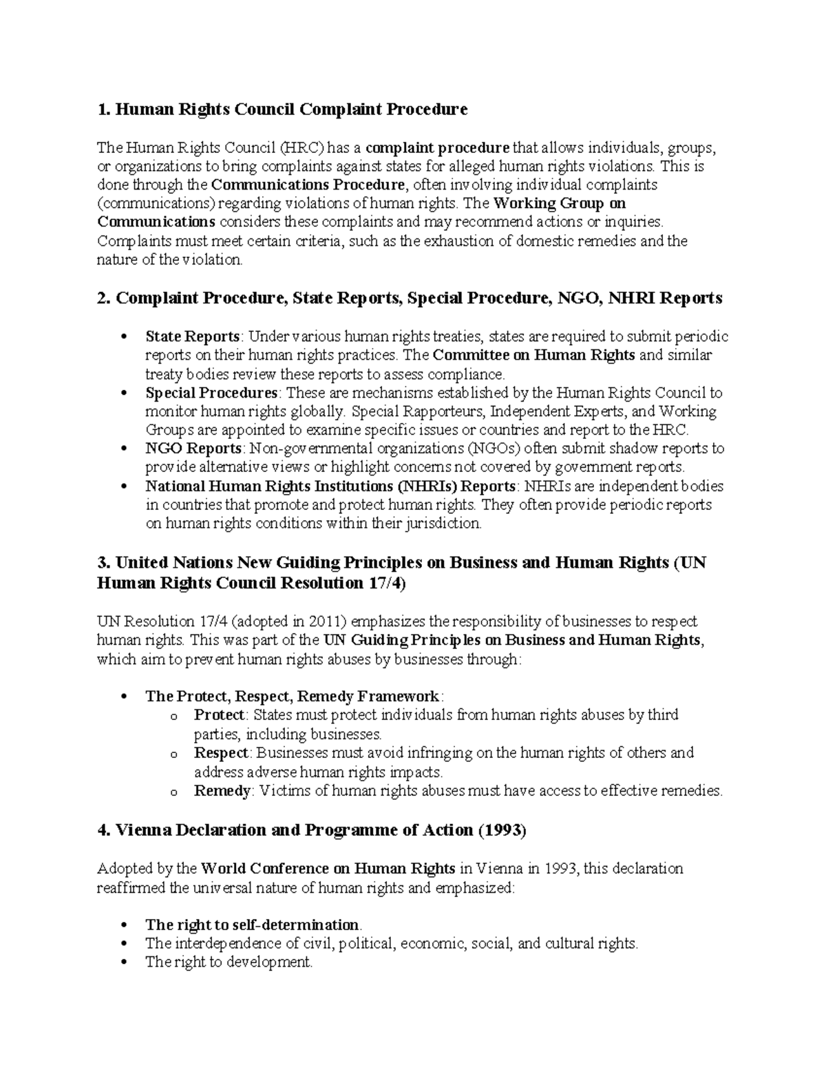 HURL Reporting Notes - Summary Human Rights - 1. Human Rights Council ...