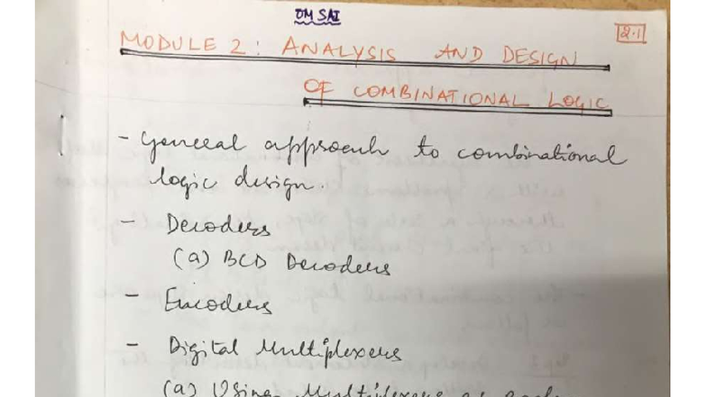 OM SAI 2.1 MODULE 2: COMBINATIONAL LOGIC DESIGN OVERVIEW - Studocu