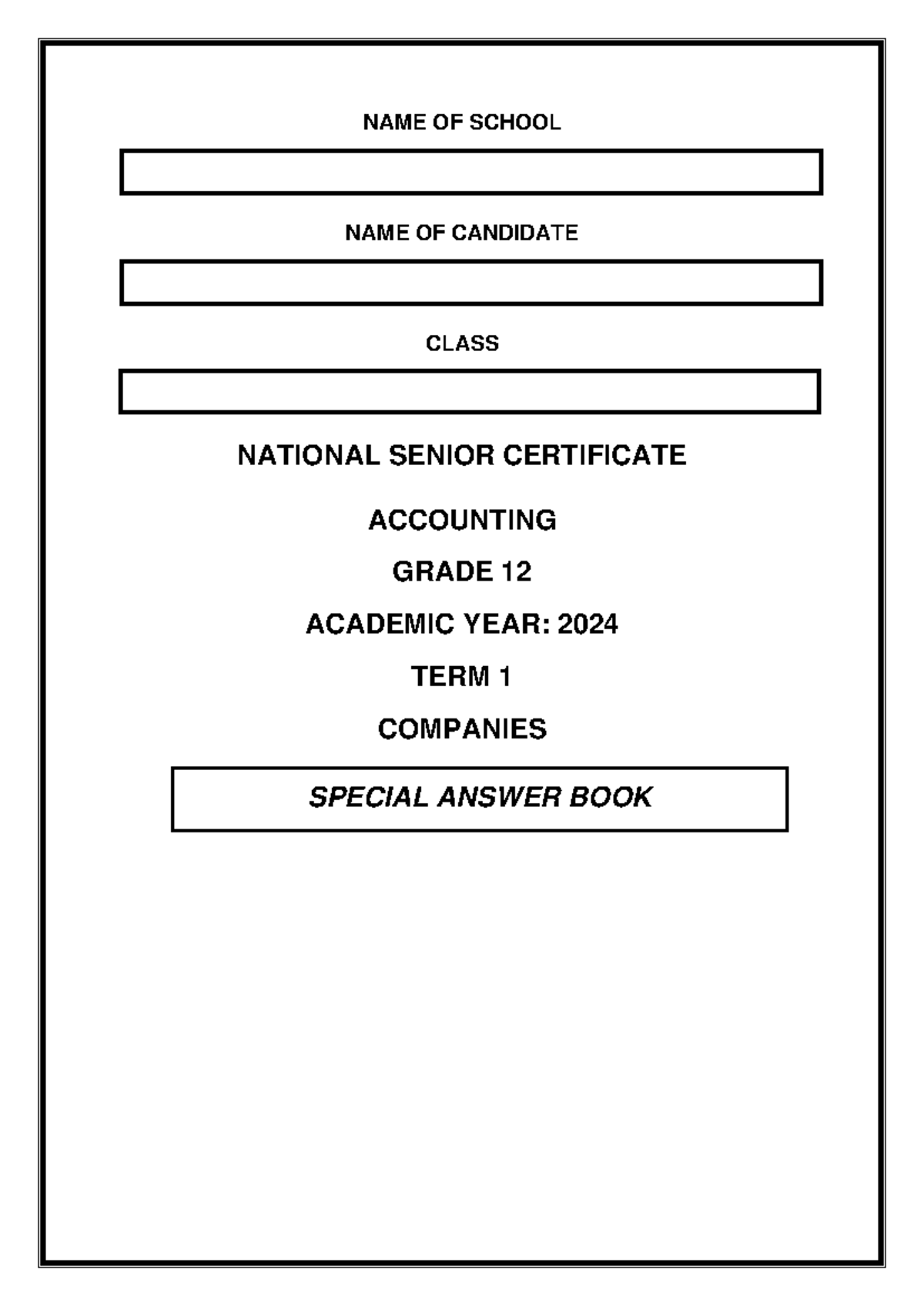 Grade 12 NSC Accounting Term 1 Answers Book 2024 - Studocu
