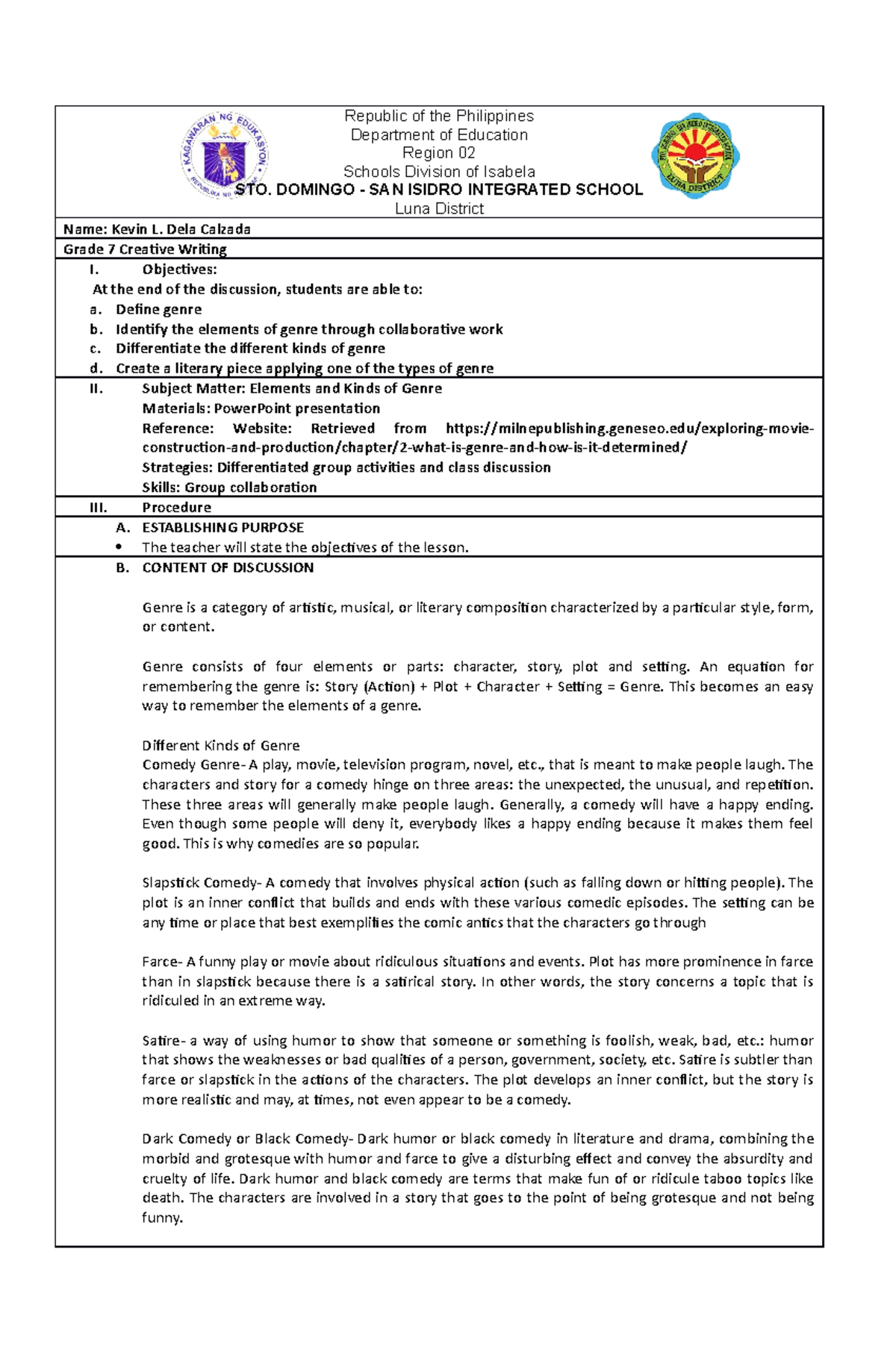 Creative Writing 1: Understanding Genre Elements and Types - Studocu