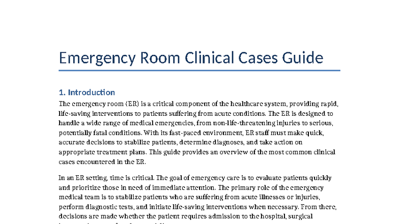 ER Clinical Cases Guide: Common Emergencies & Management - Studocu