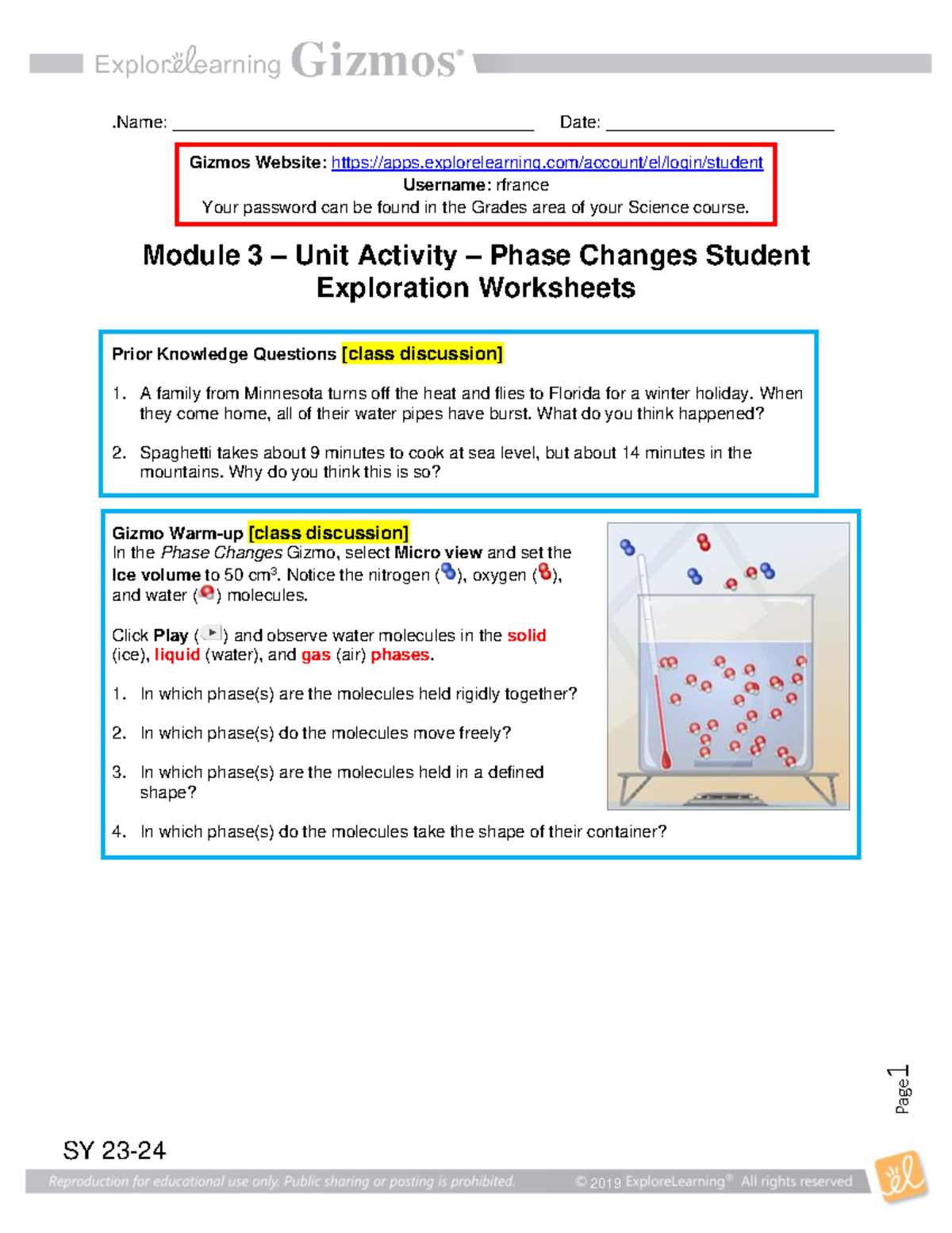 Module 3 - Unit Activity: Student Exploration on Phase Changes - Studocu