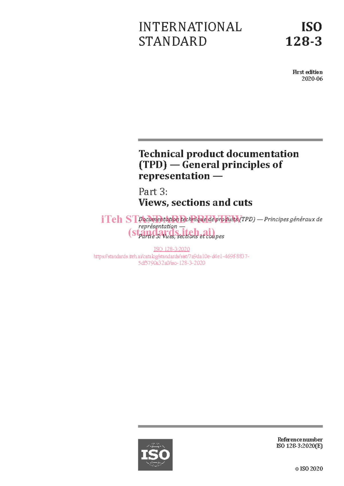 ISO 128-3:2020 - General Principles for Views, Sections, and Cuts in ...